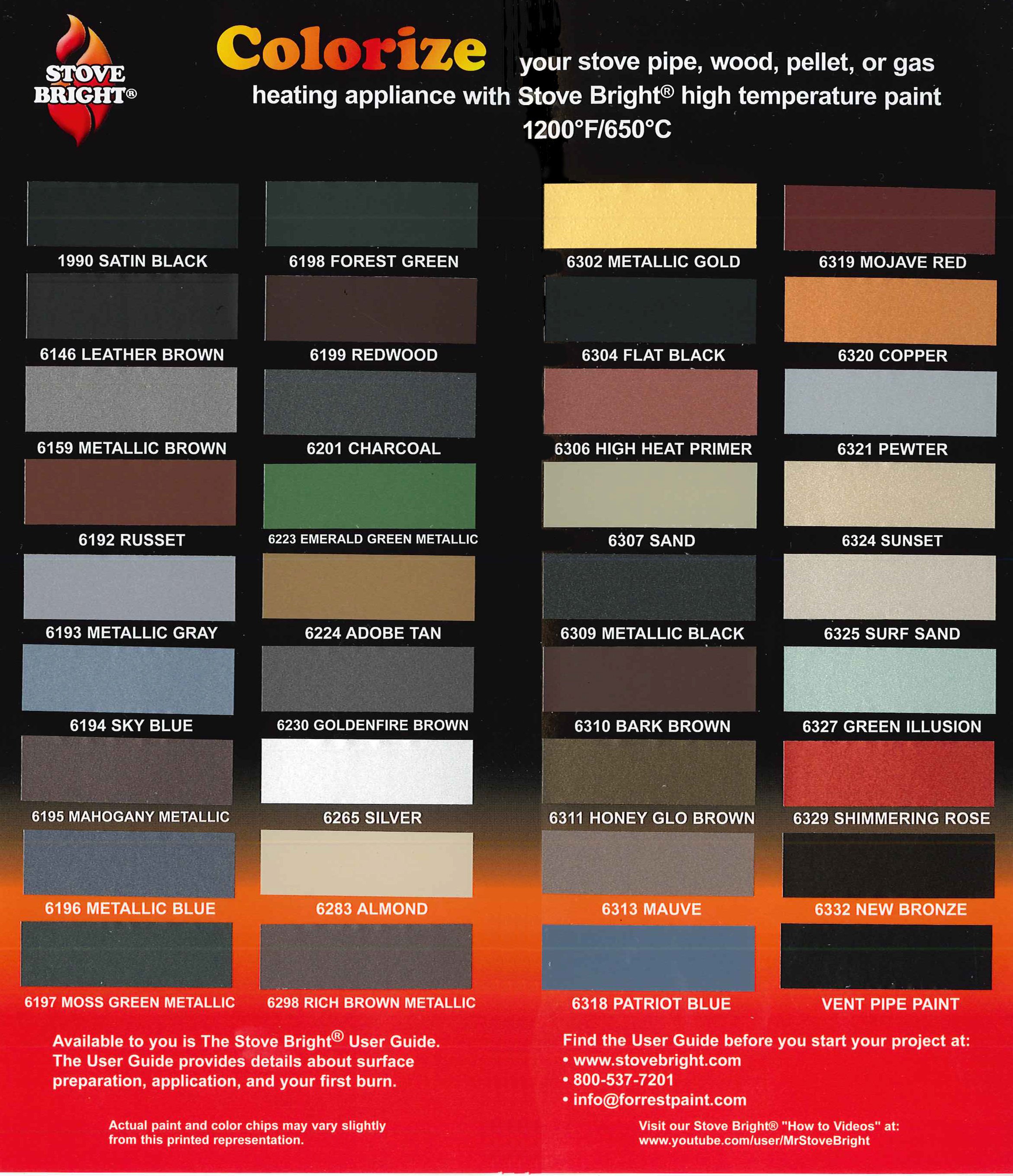 Stove Bright® High Temperature Paint Color Card